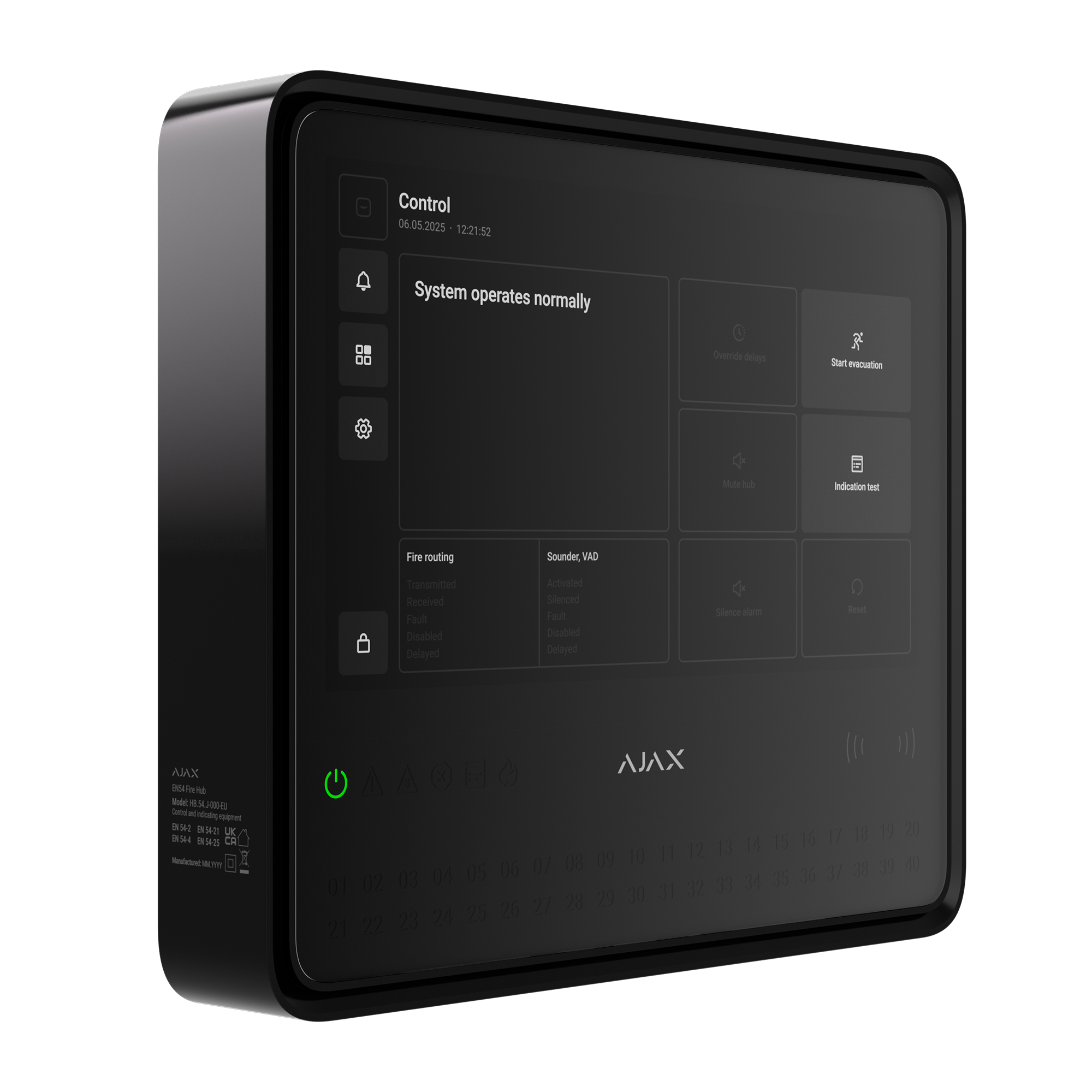 Ajax EN54 Fire Hub Jeweller – Wireless Fire Alarm Control Panel - Black ...
