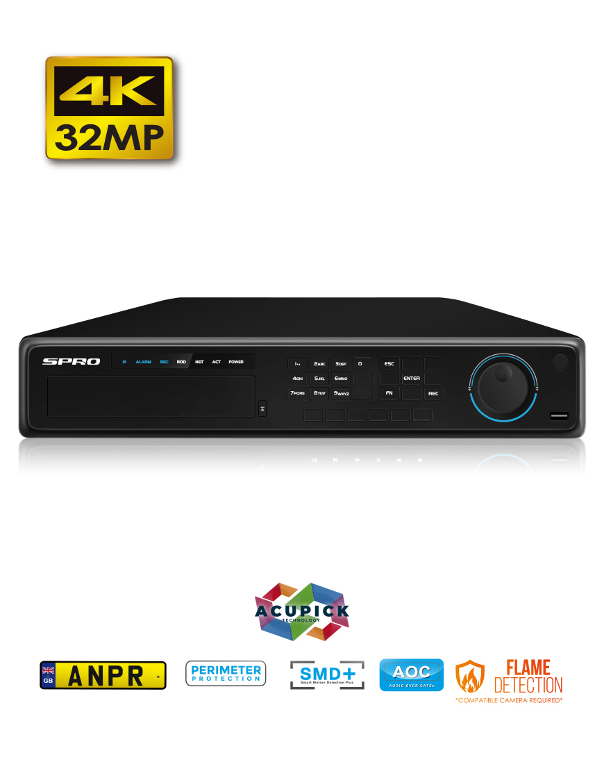 SPRO 32 Channel 4K IP NVR | AI & ANPR Support