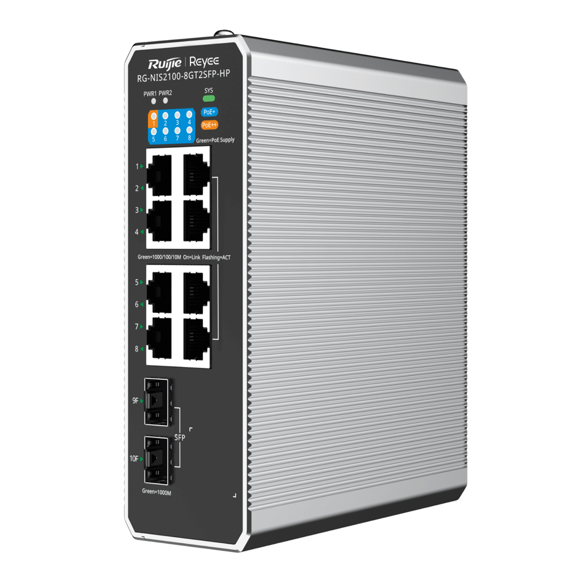 Ruijie Reyee 8-Port Cloud Managed Industrial Switch, with 1 x PoE++ ...